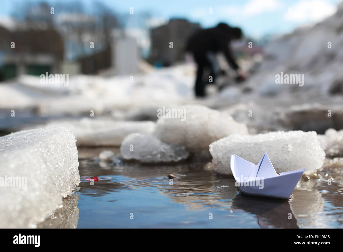paper boat in a pool Stock Photo - Alamy
