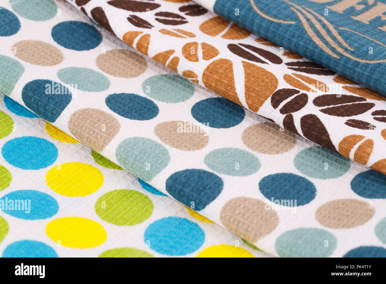 Colorful kitchen towels closeup picture Stock Photo - Alamy