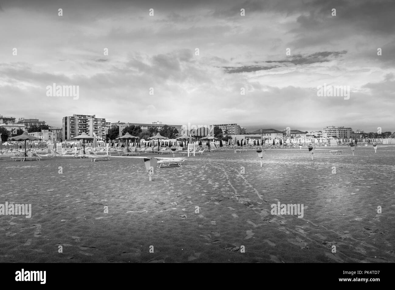 black and white beach on a bad weather day Stock Photo - Alamy