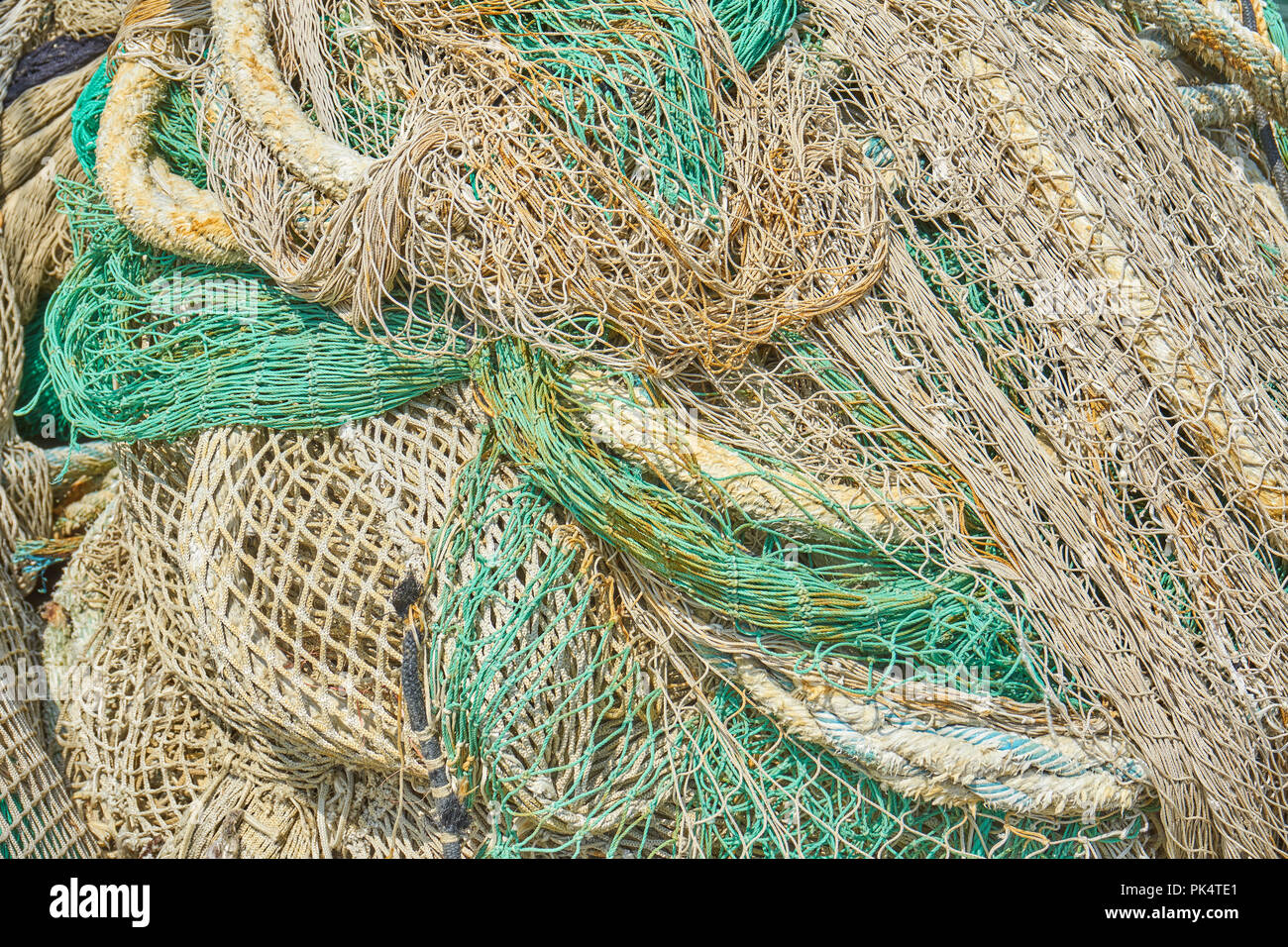 Texture Of Green And White Fishnets Stock Photo - Alamy