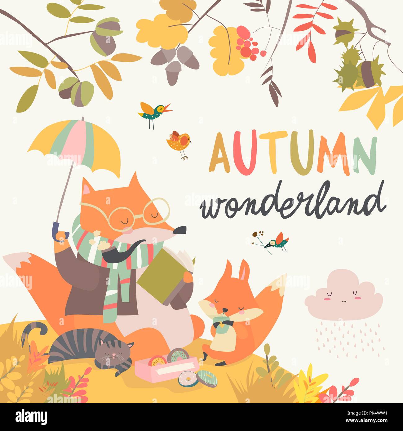 Red fox father and son reading a book Stock Vector Image & Art - Alamy