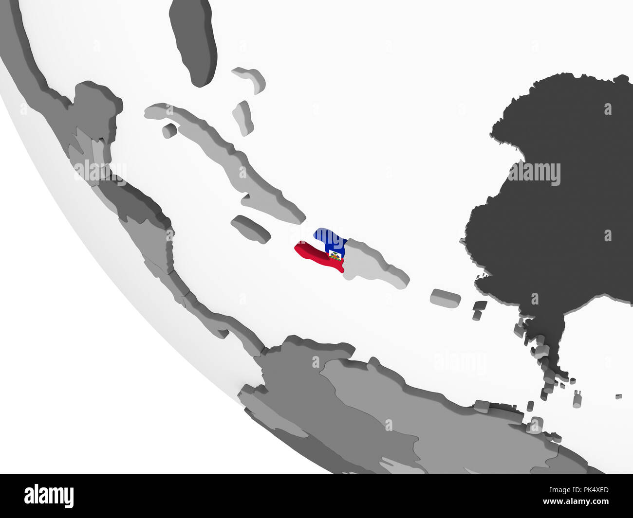 Haiti on gray political globe with embedded flag. 3D illustration Stock ...