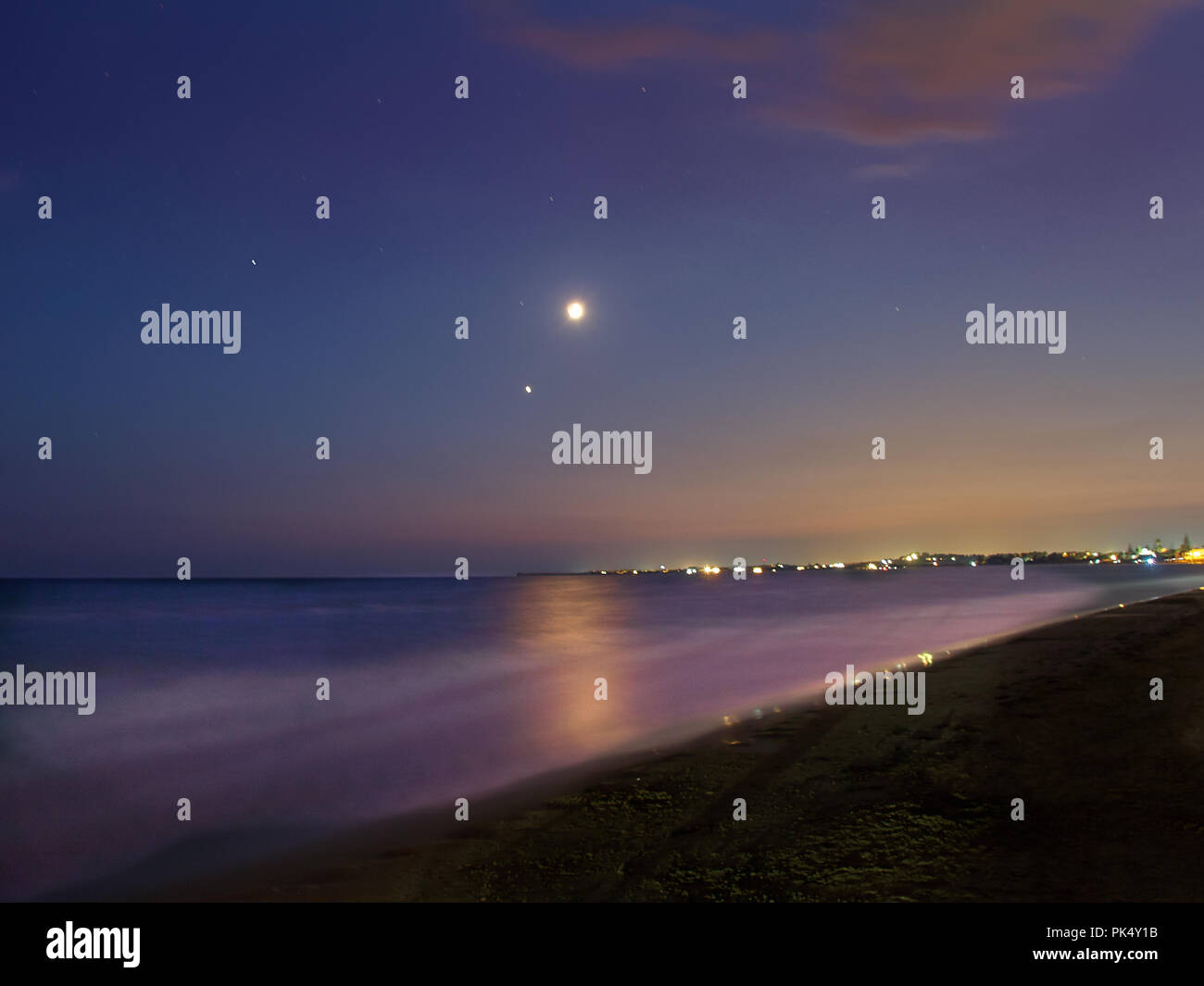 Long exposure at Granelli beach at night during summer. Sicily, Italy ...