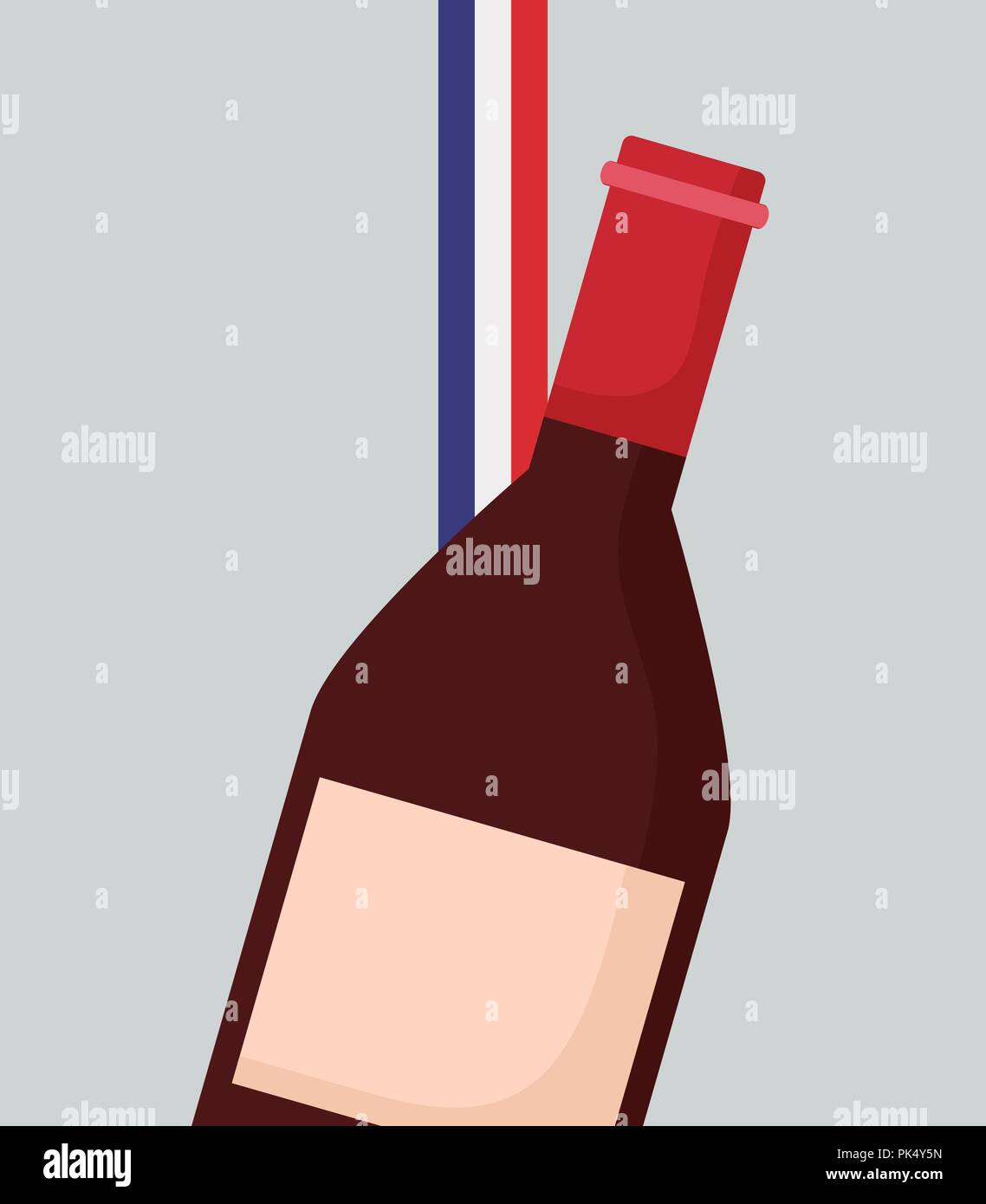 france culture card with flag and wine bottle vector illustration ...