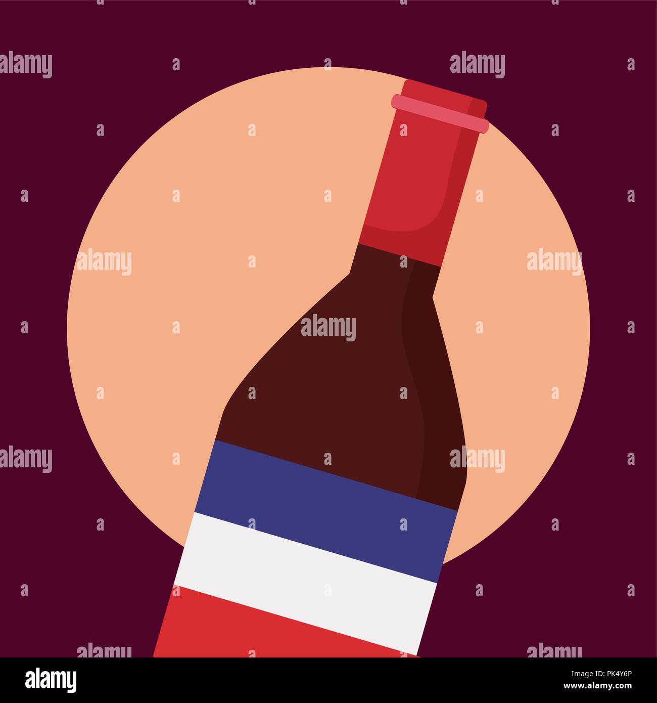france culture card with flag and wine bottle vector illustration ...