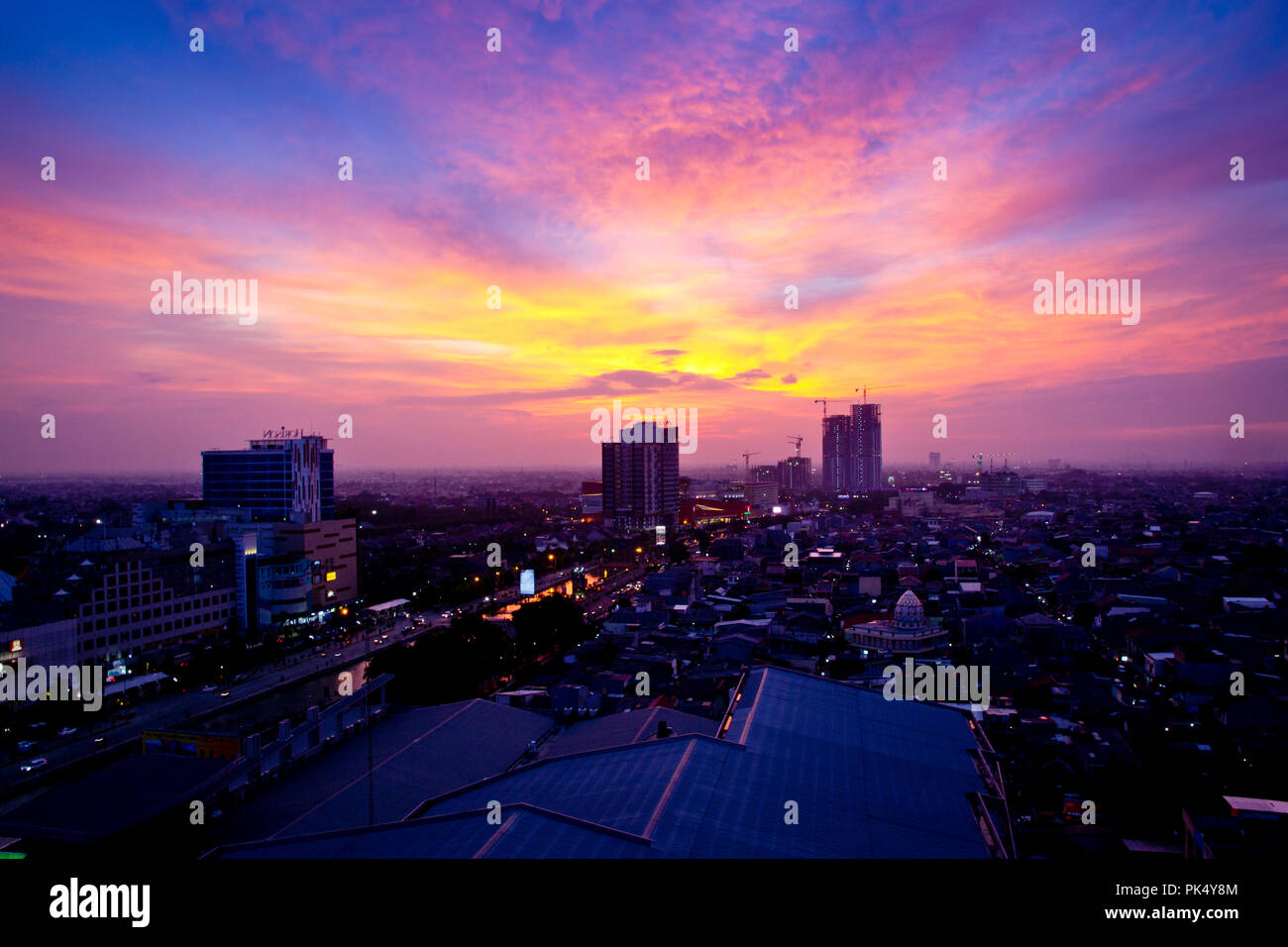 Sunset Cityscape at Bekasi, Jakarta Indonesia Stock Photo - Alamy