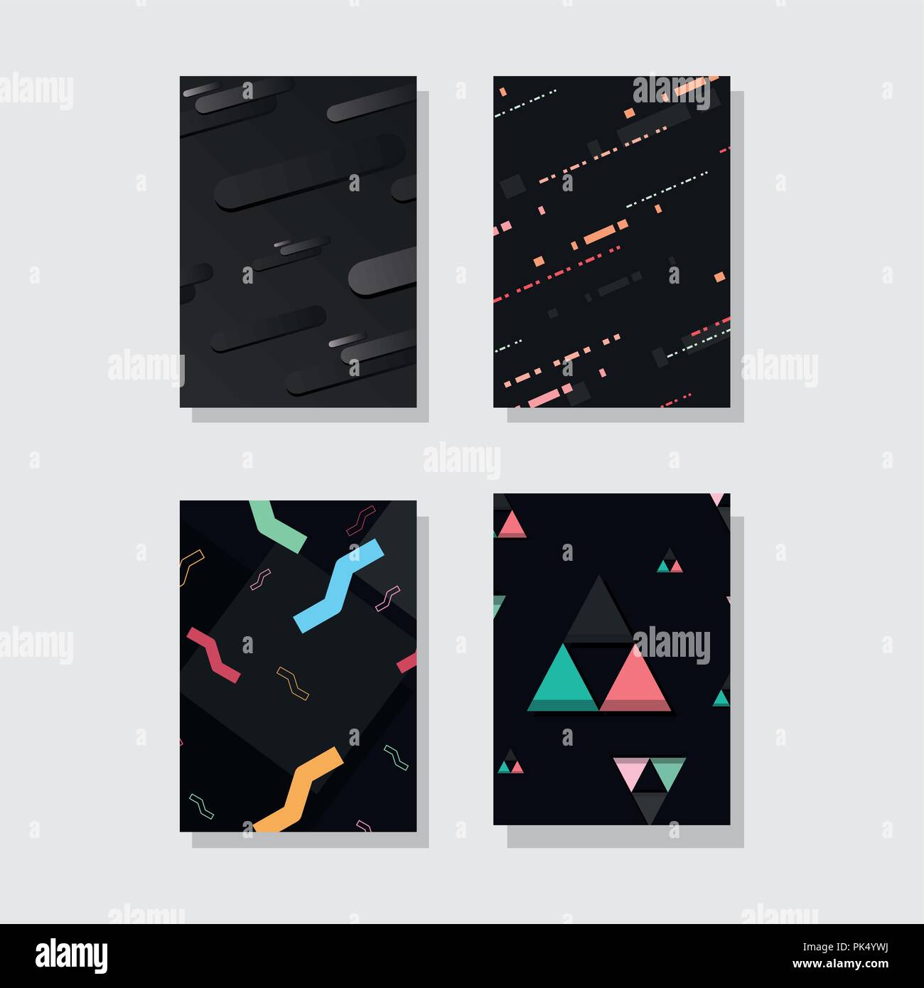 colors and geometric figures set backgrounds vector illustration design ...