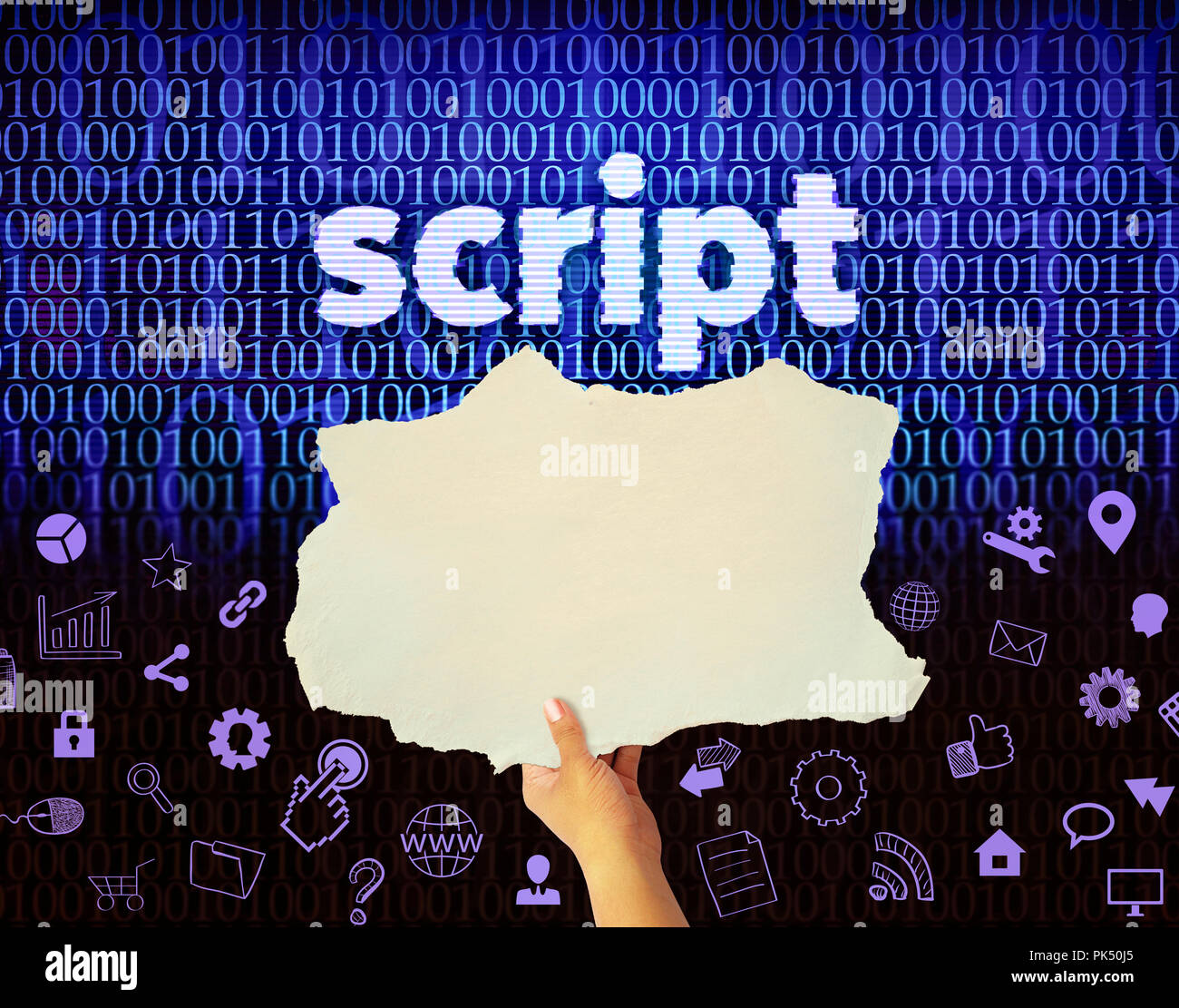 Script, Social Network Stock Photo - Alamy