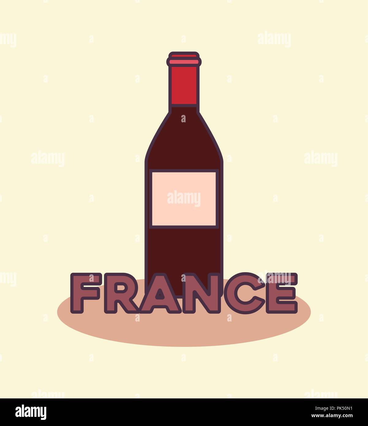 france culture card with flag and wine bottle vector illustration ...
