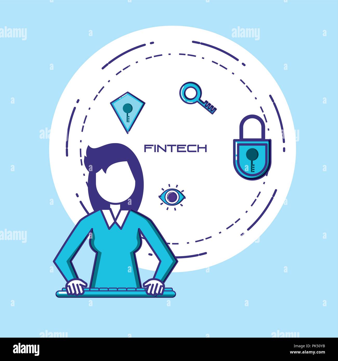 woman using keyboard fintech concept vector illustration design Stock ...