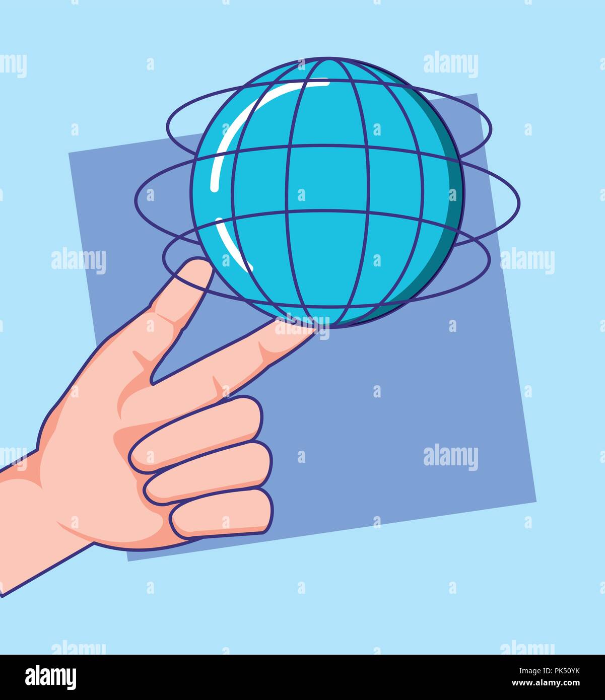 hand with sphere planet vector illustration design Stock Vector Image ...
