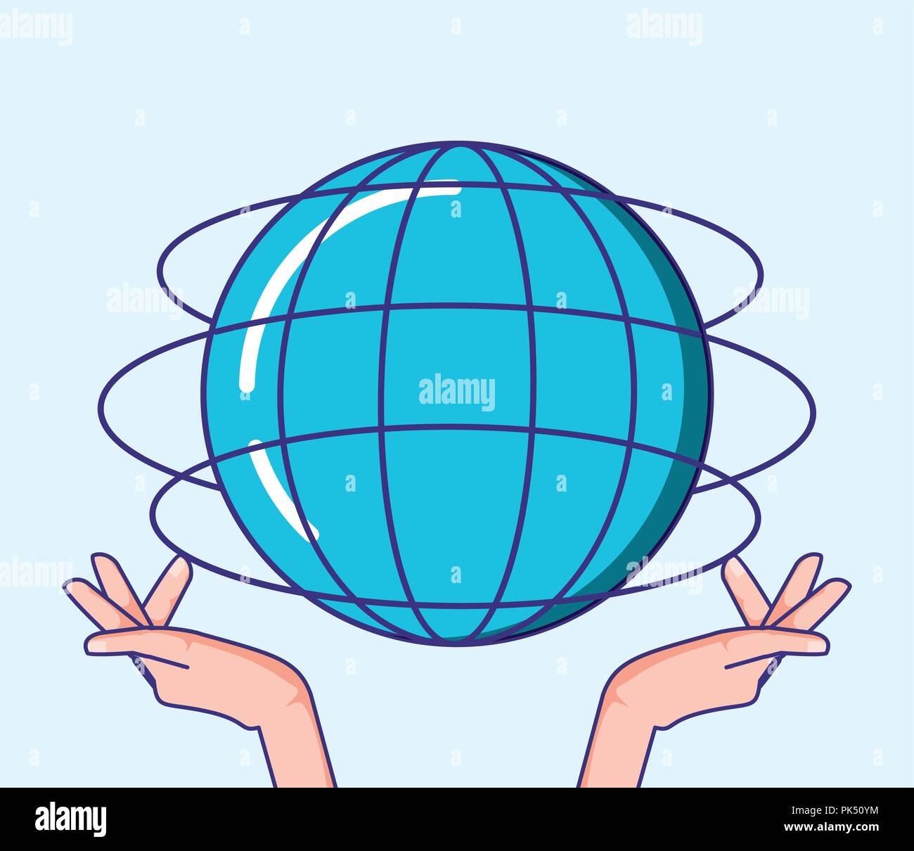 hands with sphere planet vector illustration design Stock Vector Image ...