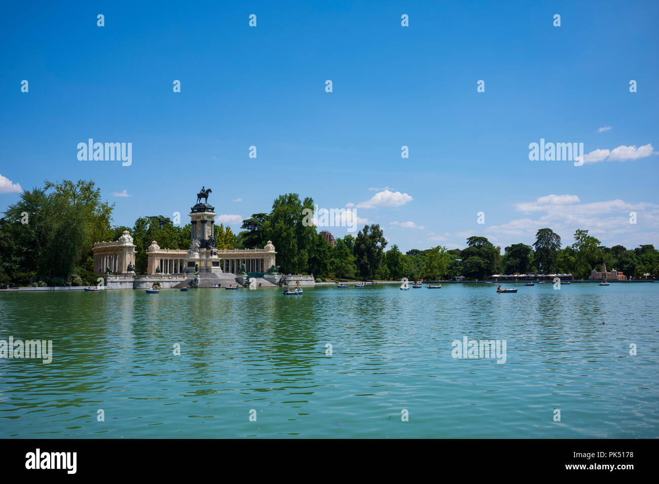 The Retiro Park Lake is a popular spot for visitors who enjoy rowboats ...