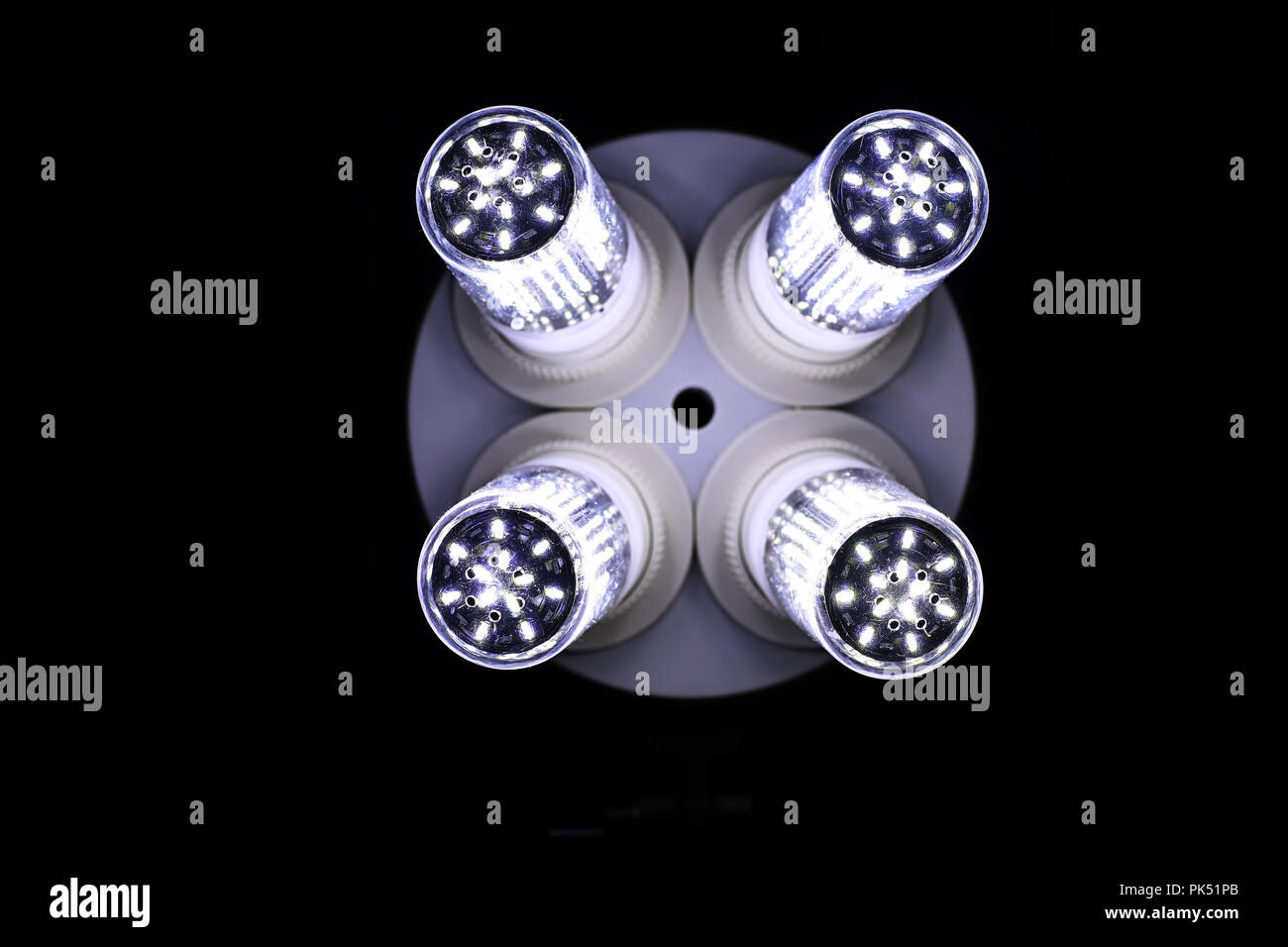 LED elements in the lamp. Lamps with diodes. Many bright lights Stock ...