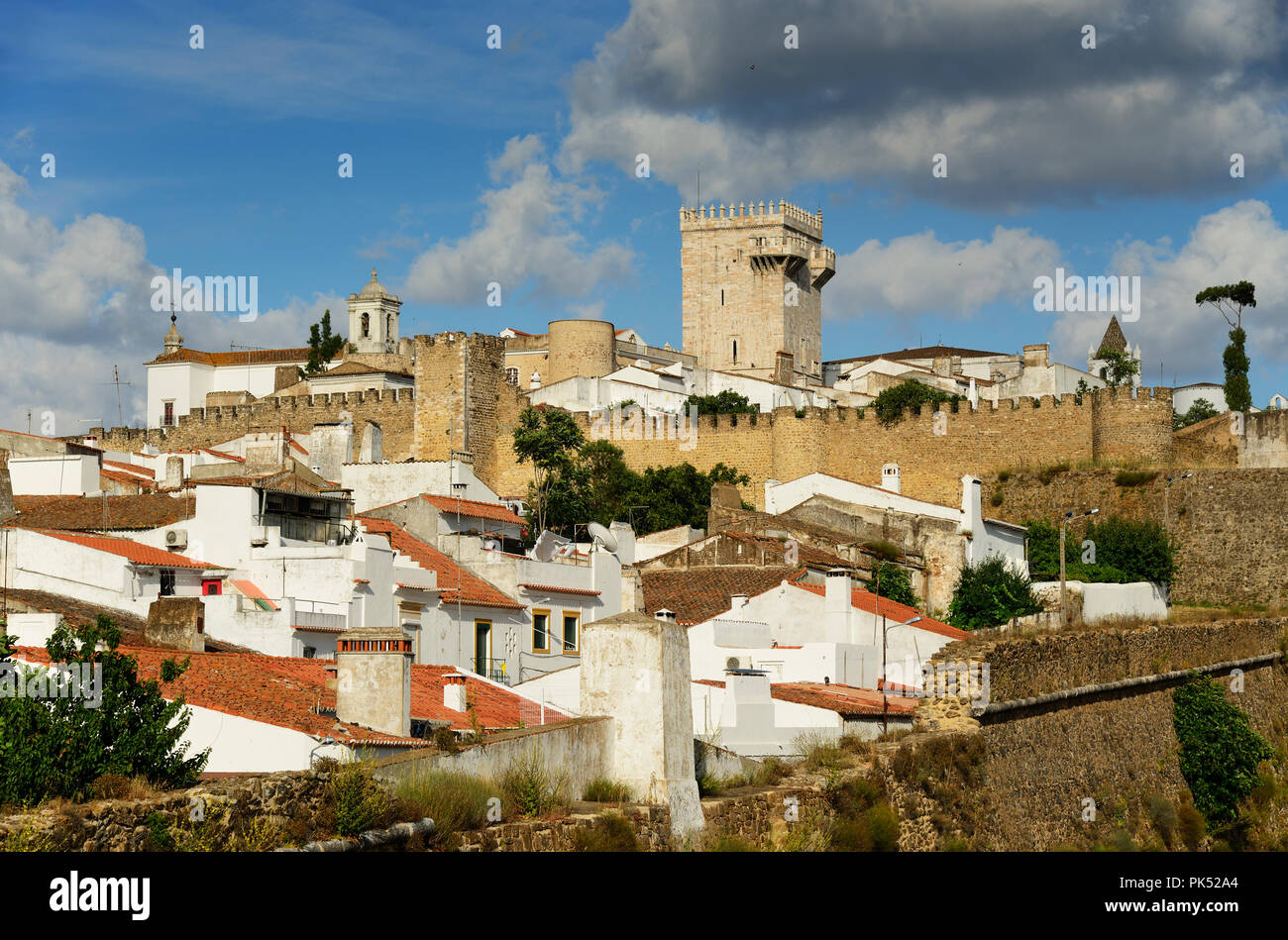 The medieval walled city of Estremoz. Alentejo, Portugal Stock Photo ...
