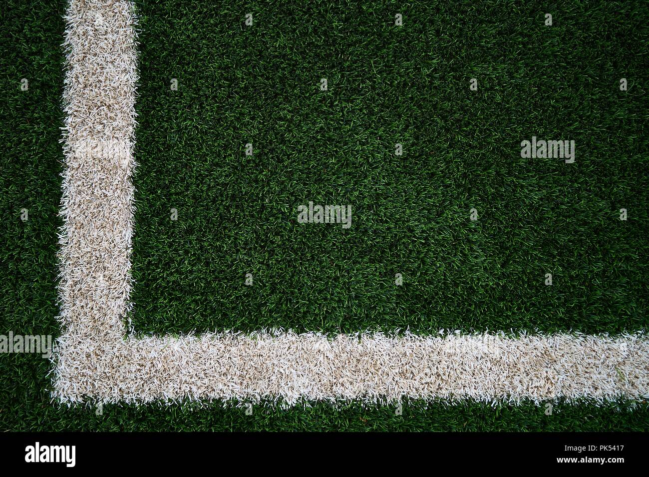 Artificial Green Grass Football / Soccer Field / Pitch & White Stripe ...