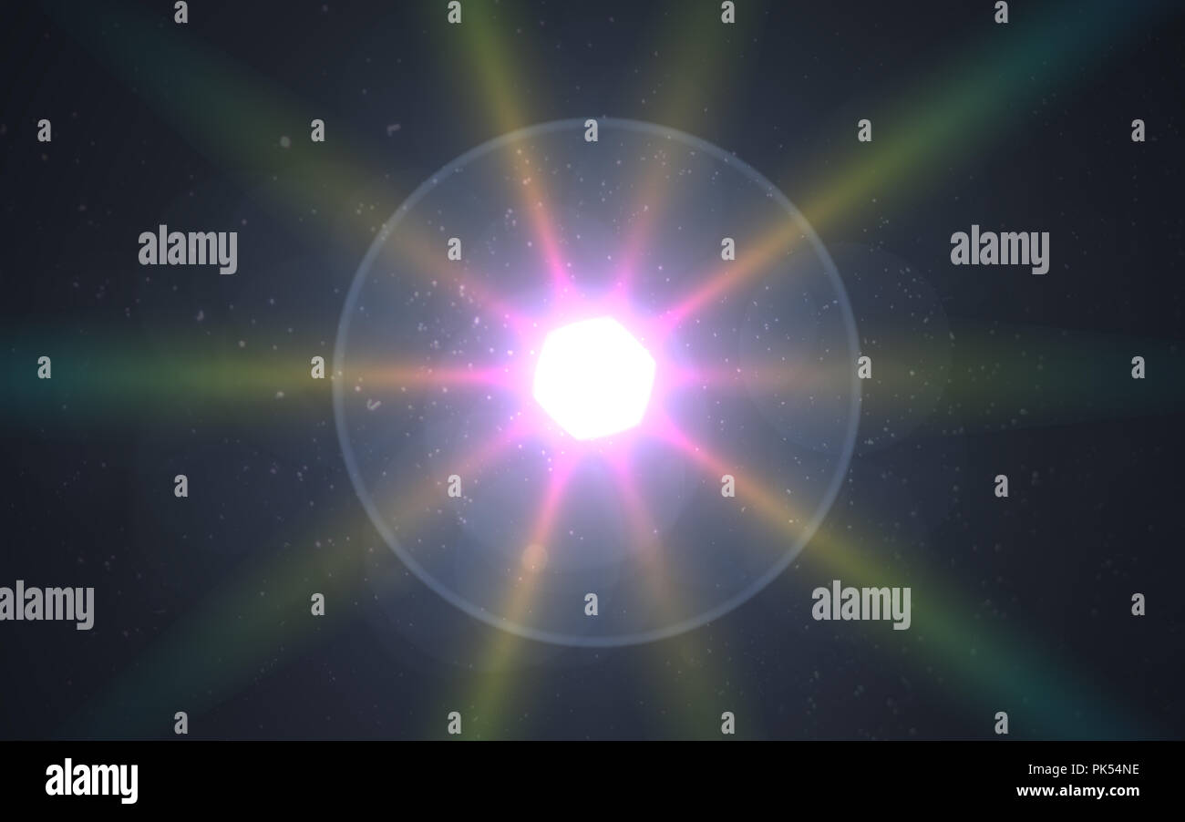 light flare special effect.Spike spectrum ball flare.Beautiful lens ...
