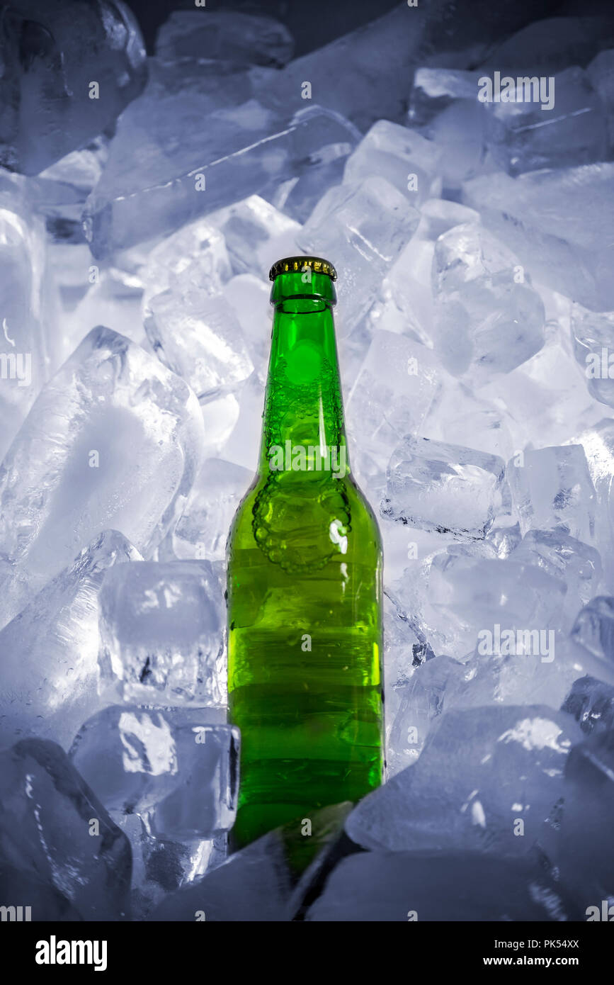 Bottles of beer on ice Stock Photo - Alamy