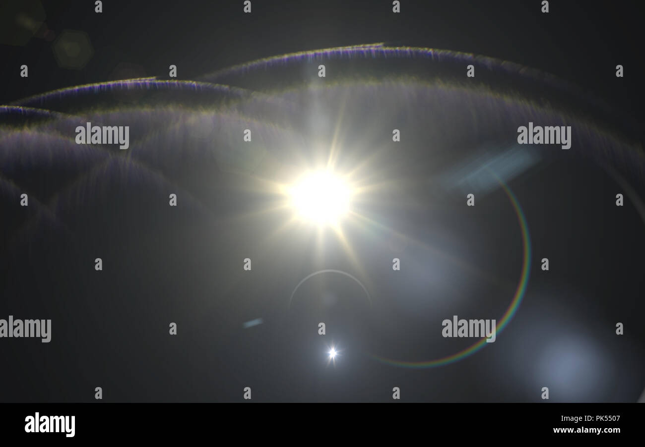 Natural lens flare.Lens Flare light over Black Background. Easy to add ...