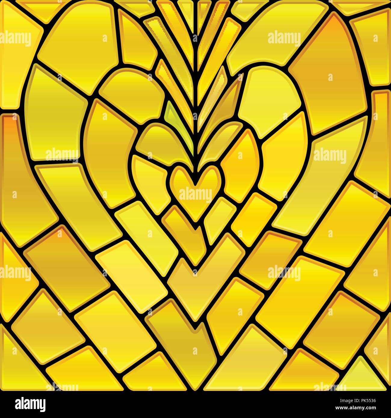 abstract vector stained-glass mosaic background - yellow heart Stock ...