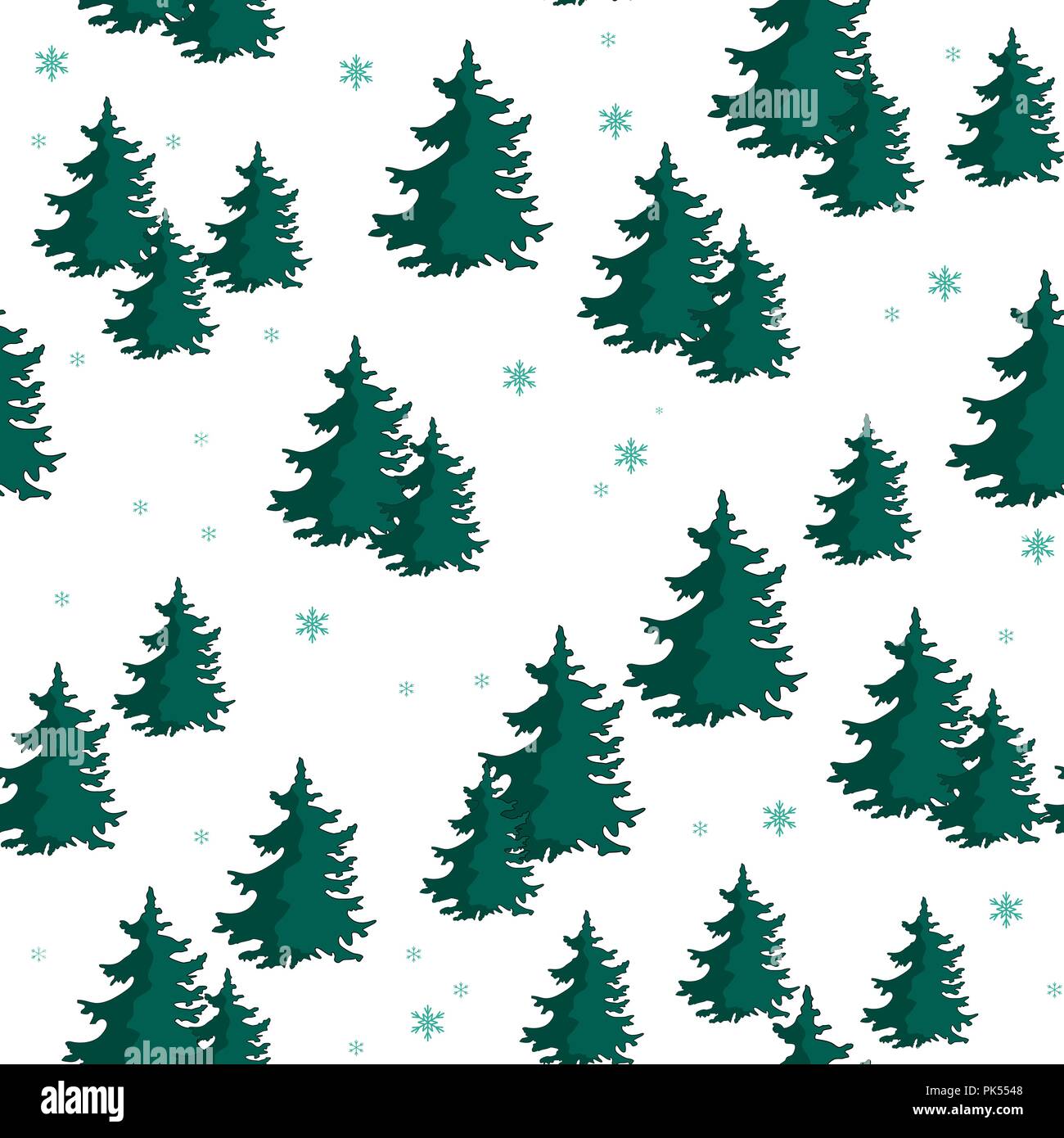 Seamless pattern with colorful fir trees. Vector illustration Stock ...