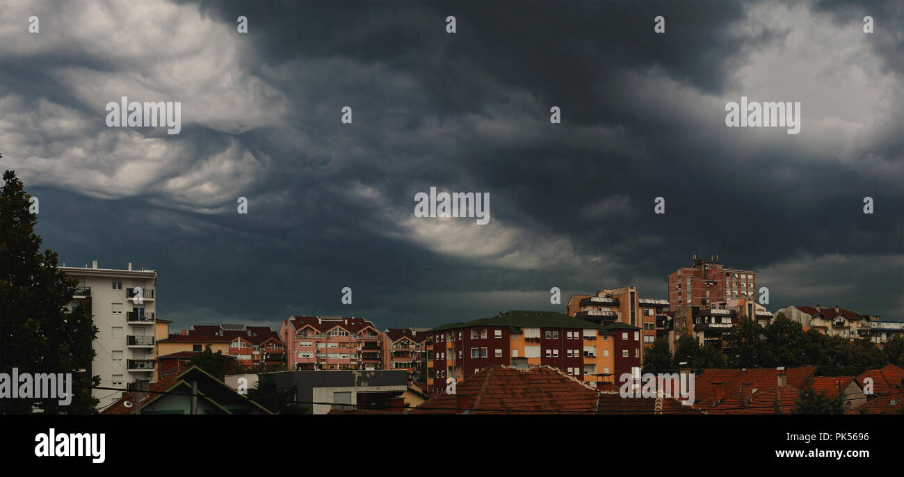 Small Balkan city, summer season, bad weather details Stock Photo - Alamy