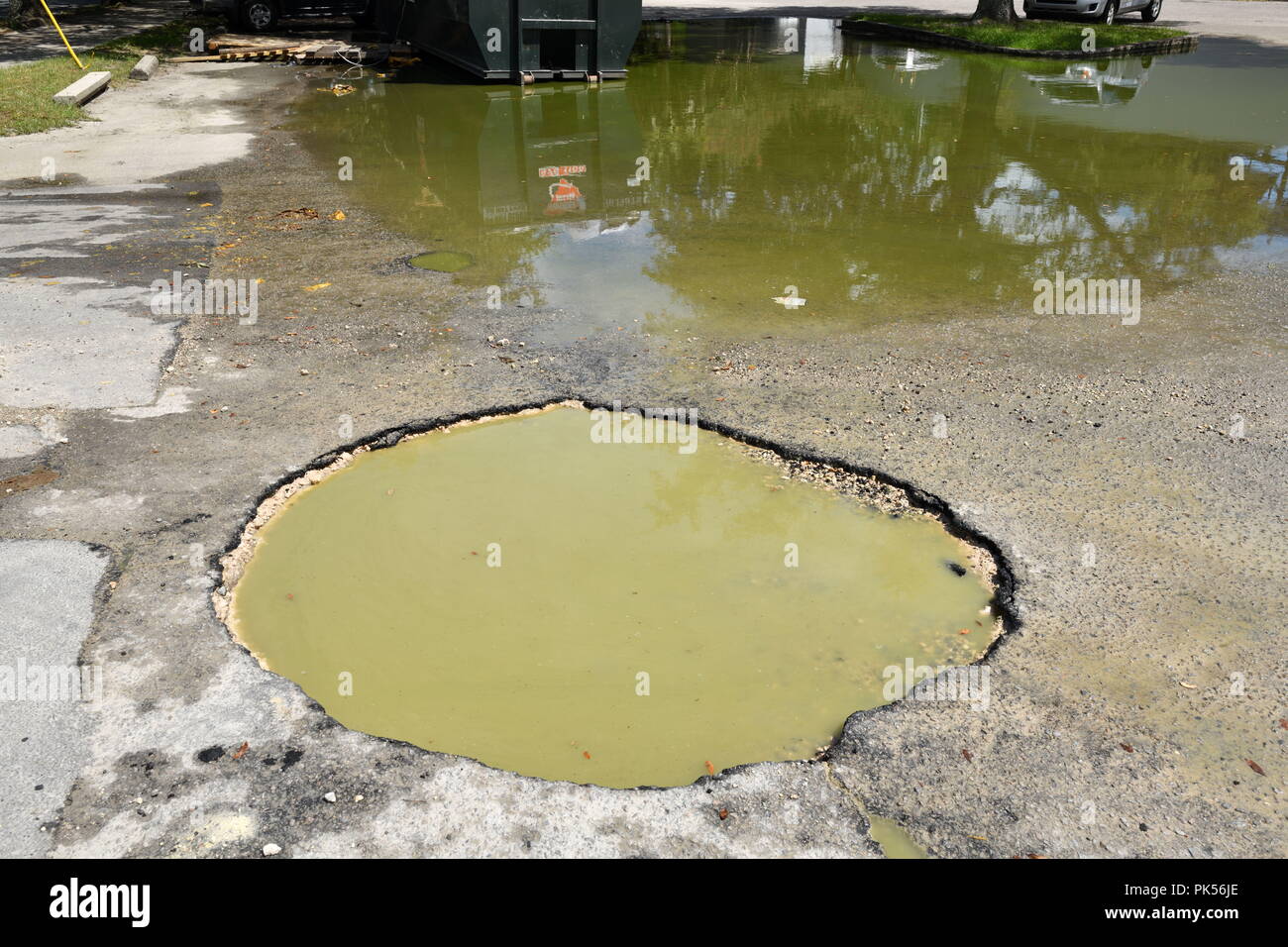 Huge Street Pothole Measuring More Than 36 Inches Across Stock Photo ...