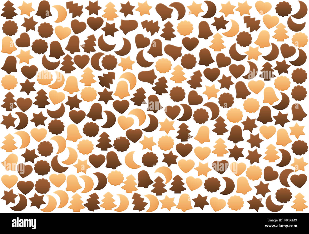 Christmas cookies pattern, loosely arranged. Different kinds of ...
