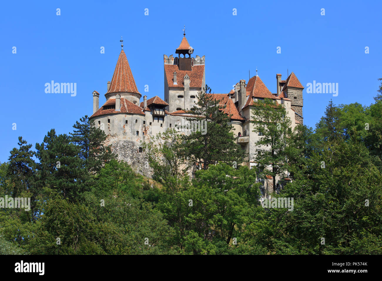Facade of the medieval Bran Castle (aka Dracula's Castle) on a ...