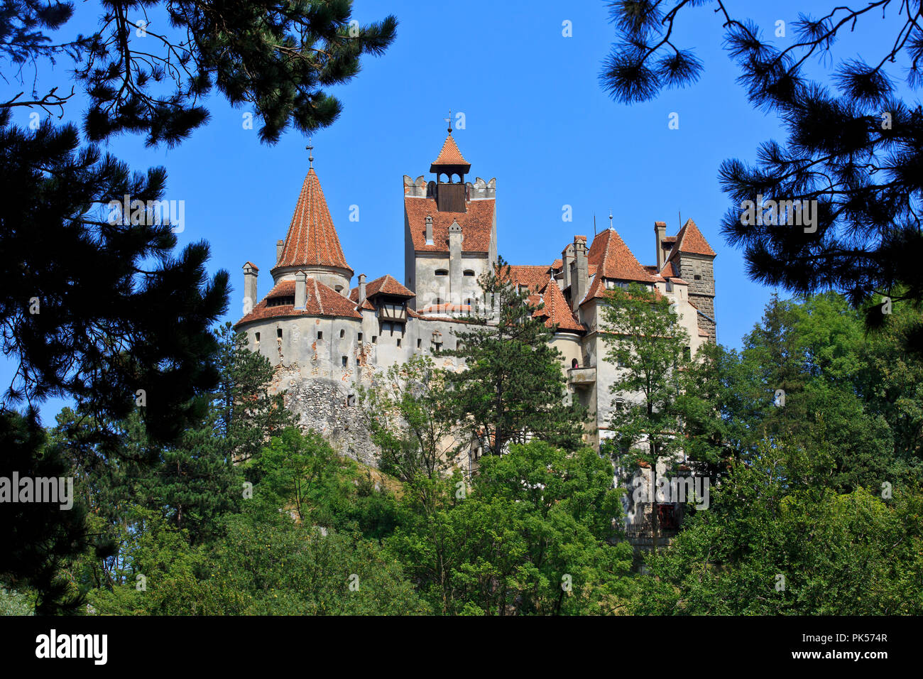 Facade of the medieval Bran Castle (aka Dracula's Castle) on a ...