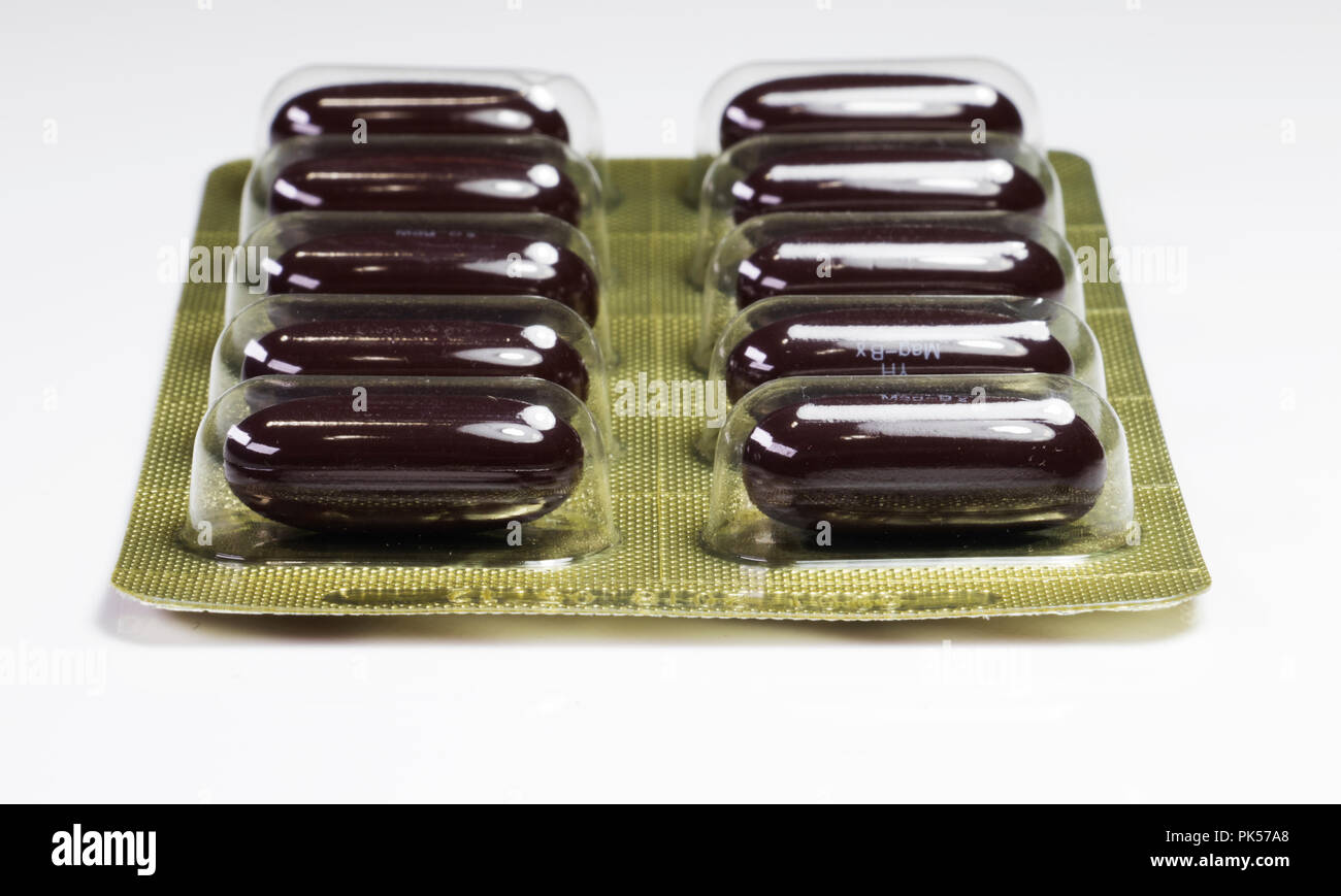 Medicine in plastic packaging isolated on white background. Health Care ...