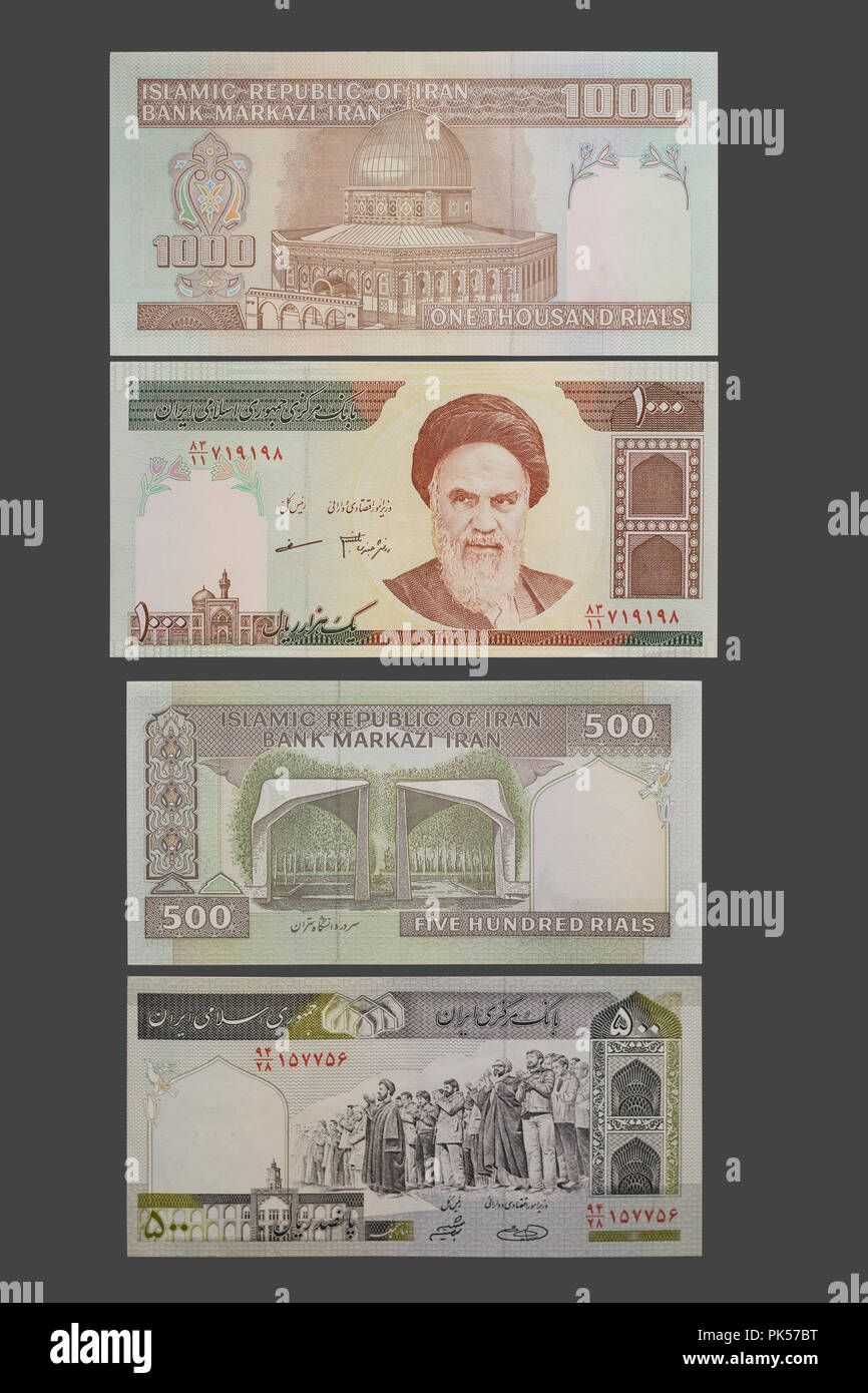 1000 and 500 Iranian Rials Banknote. Rial is the national currency of ...