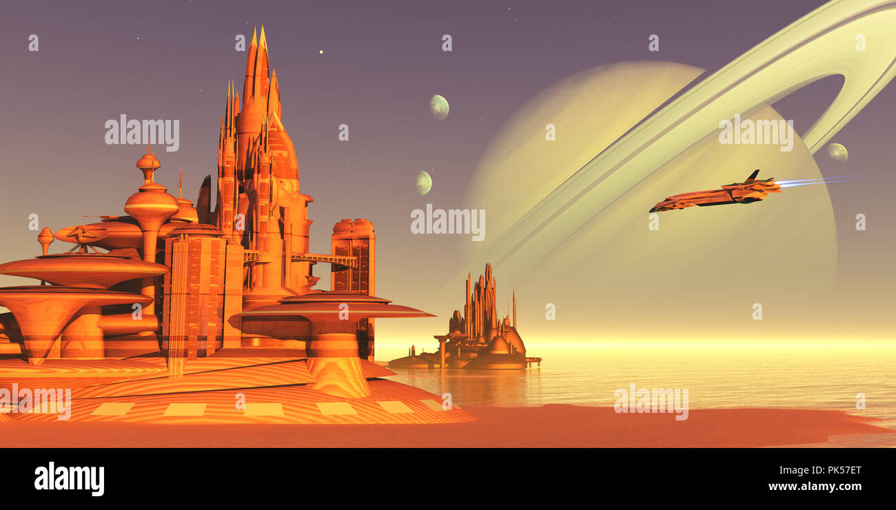 Titan Moon Environment - A colony on Titan, one of Saturn's moons ...