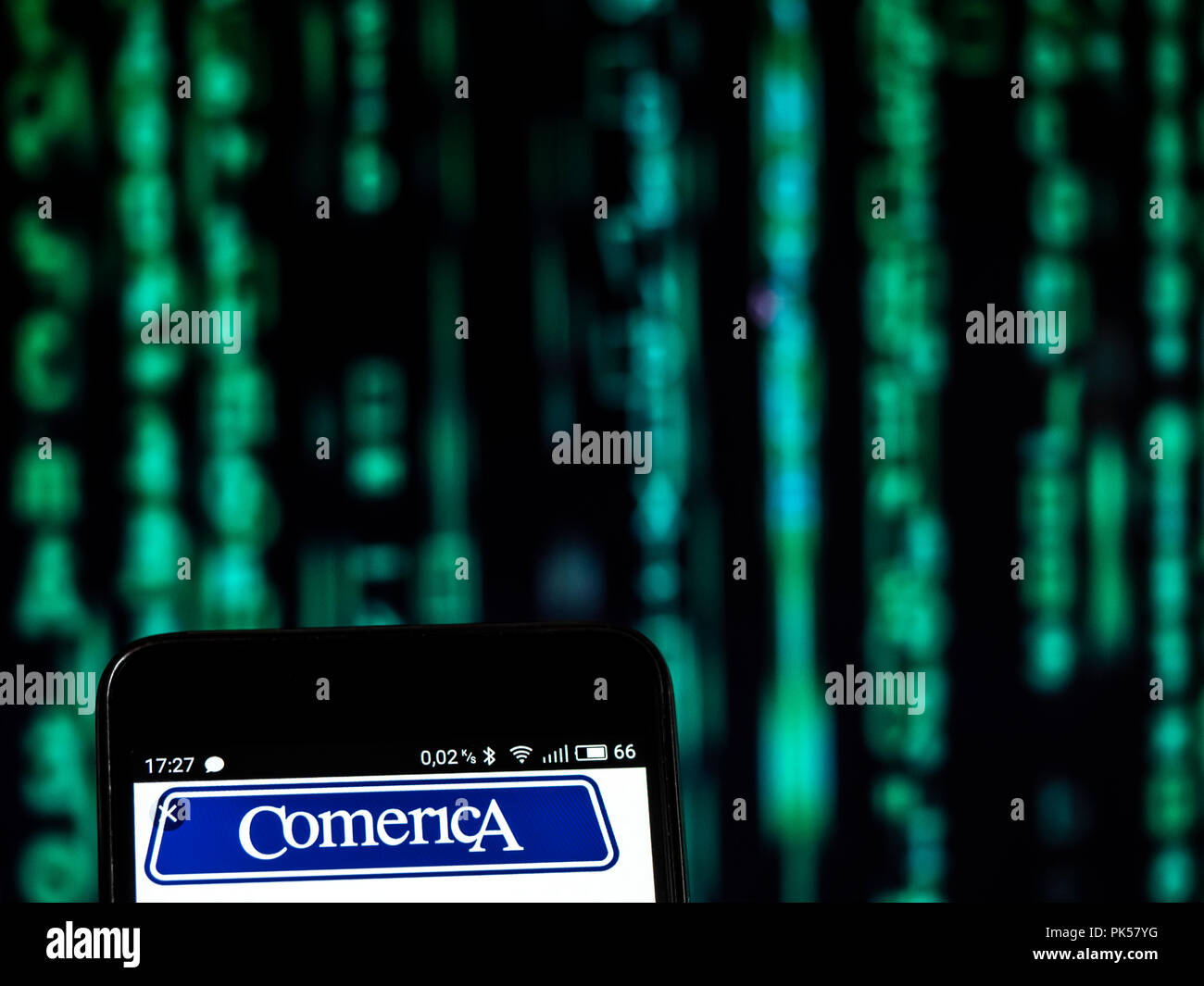 Comerica Bank logo seen displayed on a smart phone Stock Photo - Alamy