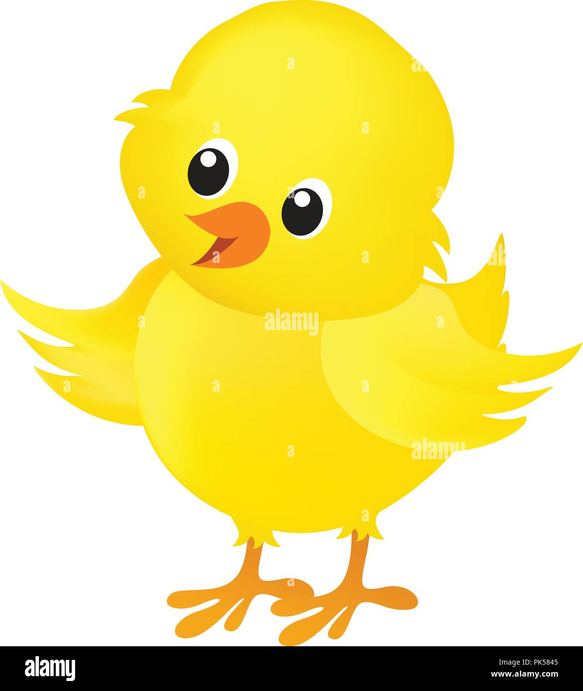 Illustration of a cute little yellow easter chick isolated on white ...