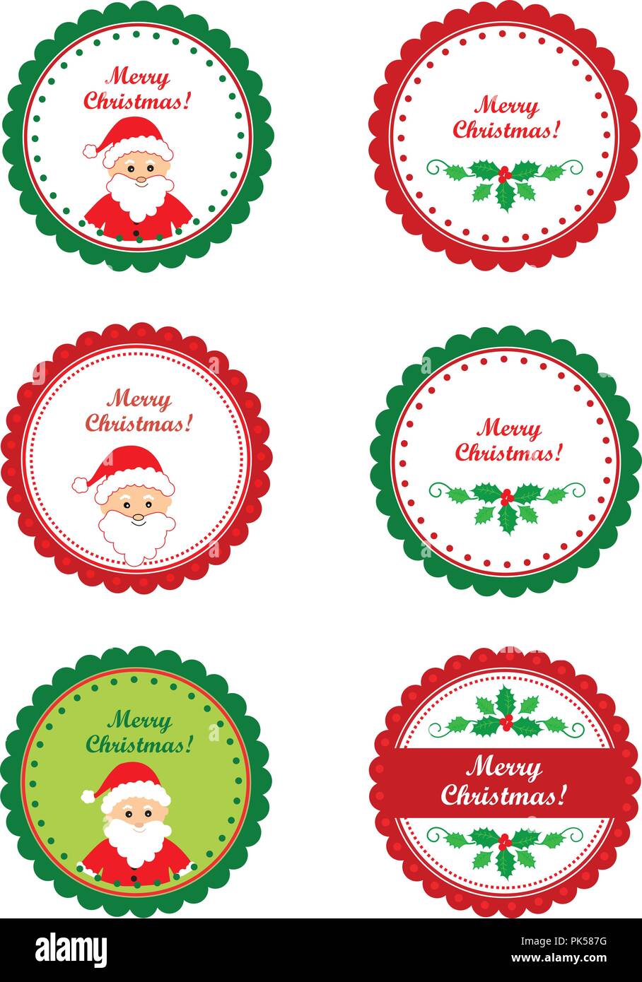 Merry christmas round button / clipart collection with santa Stock ...