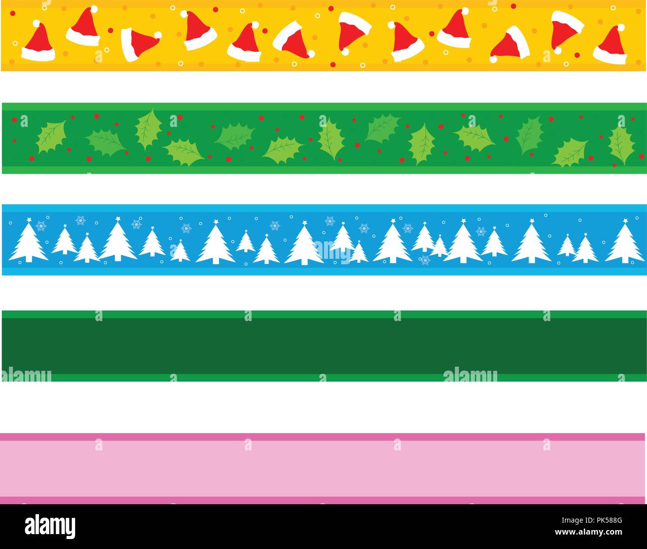 Colorful christmas frame / divider collection on white background Stock ...