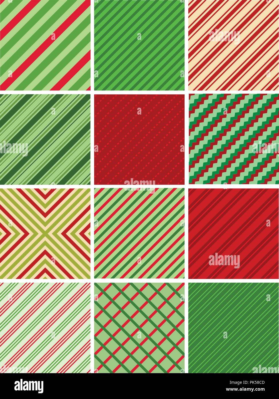 Red and green stripes christmas seamless pattern collection Stock ...