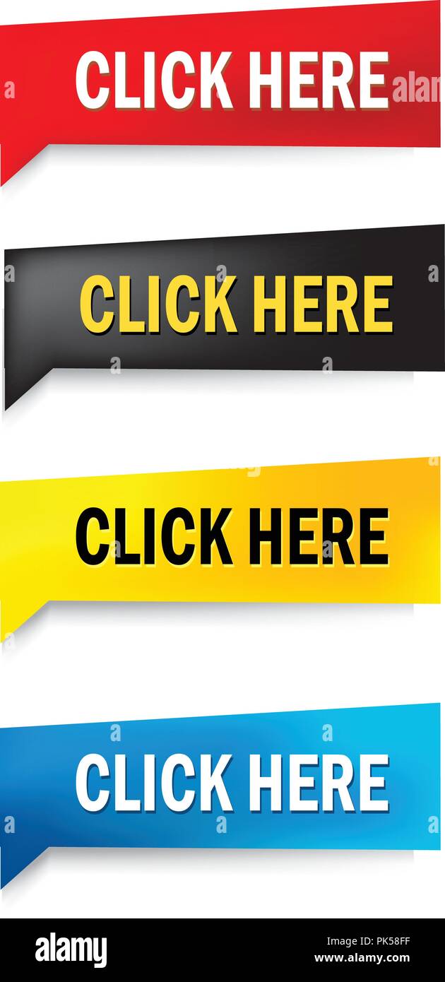 click here web button collection isolated on white Stock Vector Image ...