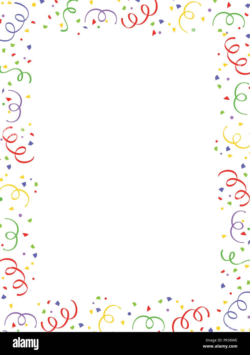 Colorful falling confetti party frame with empty space in center Stock ...