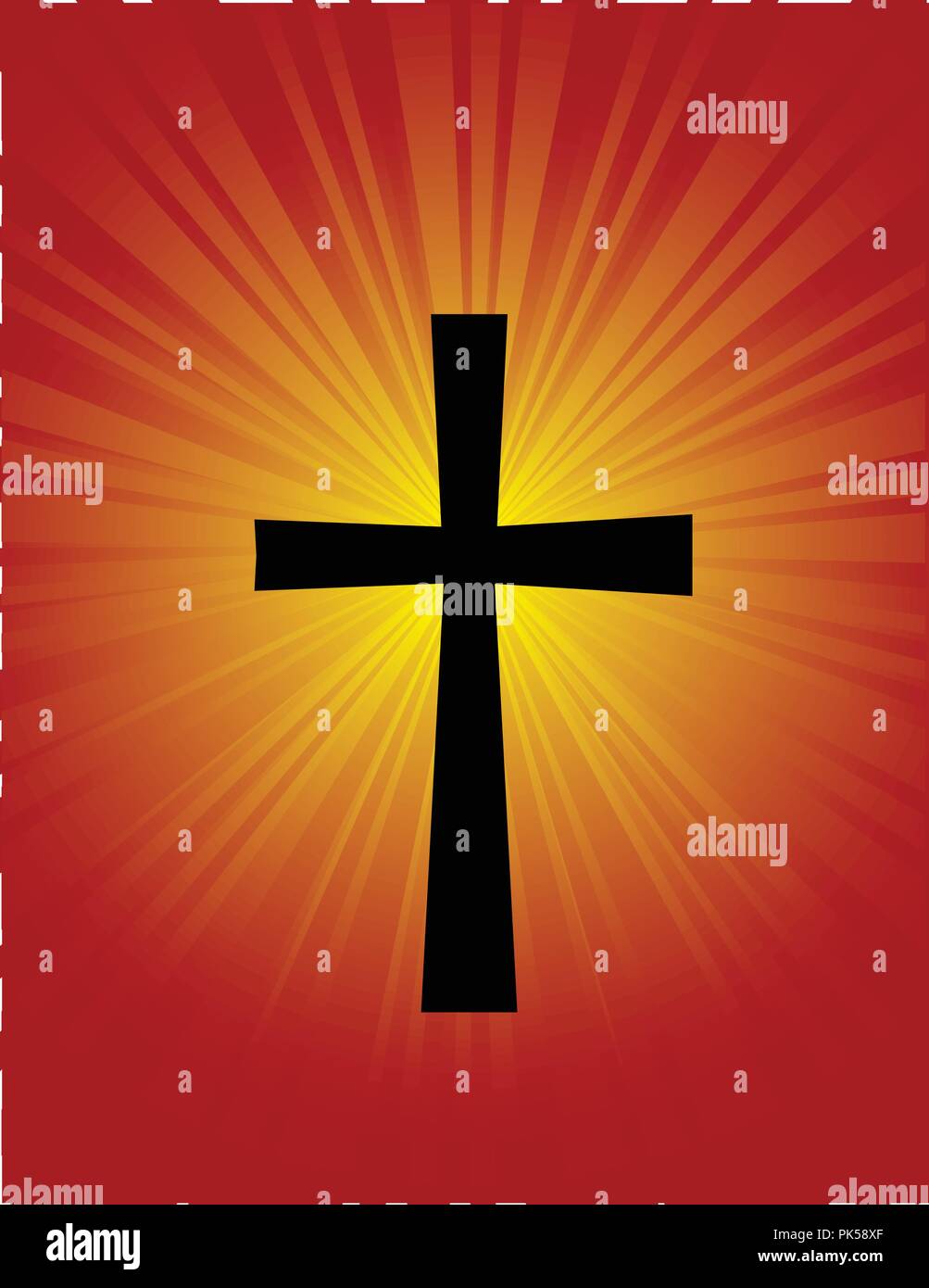 Silhouette of a cross on glowing red / orange background Stock Vector ...