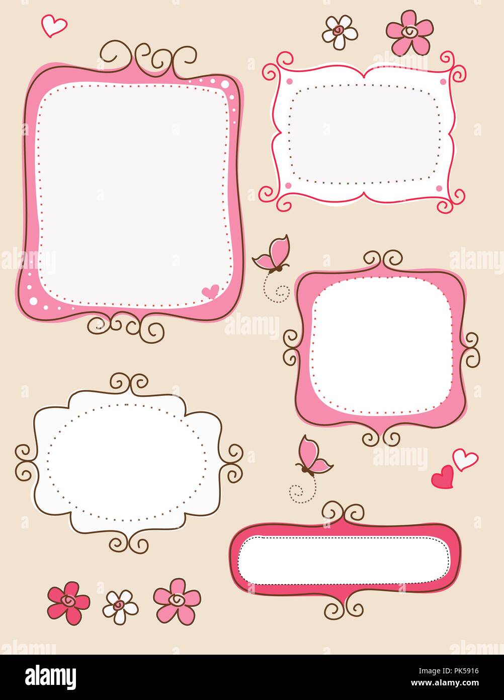 Collection of nice cute doodle frames on white background. specially ...