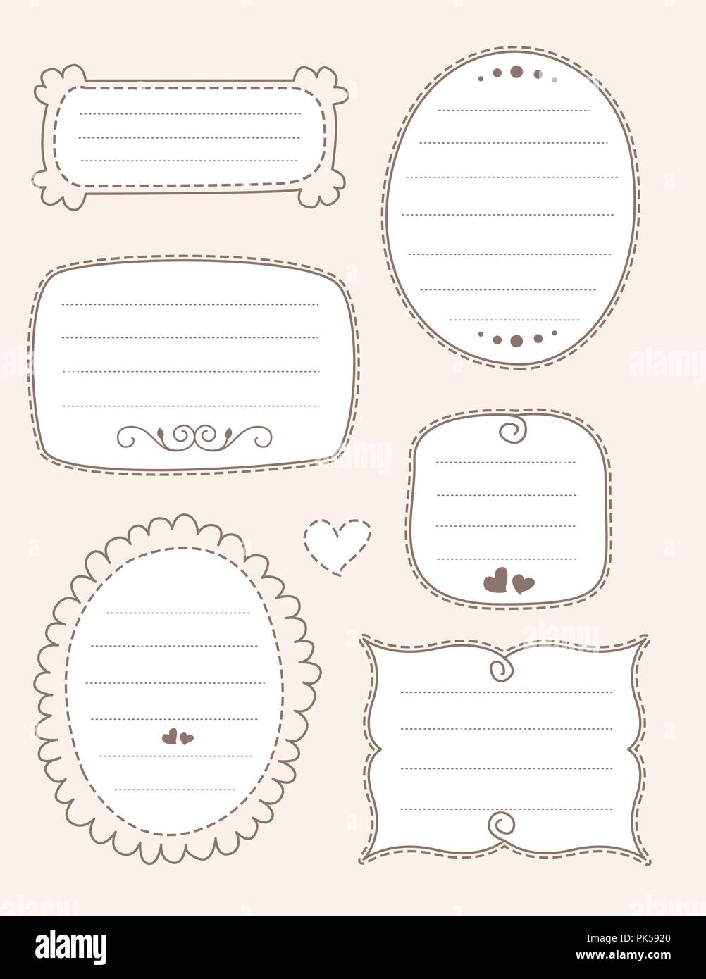 Collection of nice doodle frames on light brown background. specially ...