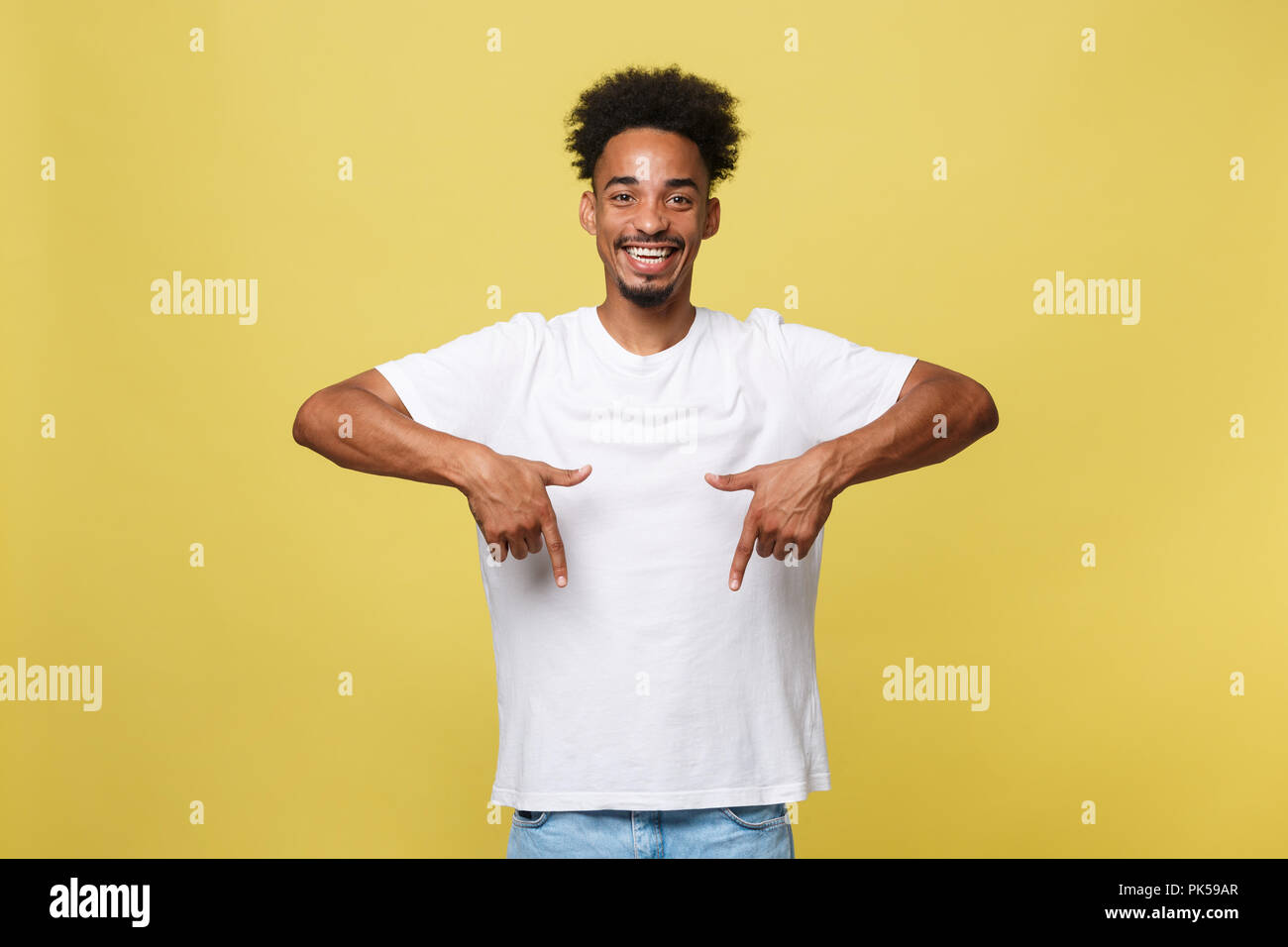 Young african american man pointing to camera with fingers isolated on ...
