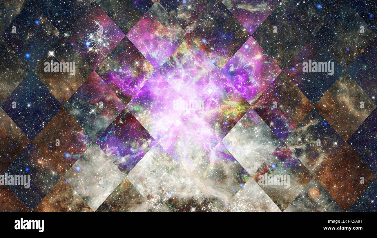 Universe, nebula, galaxy and the sacred geometry collage. Abstract ...