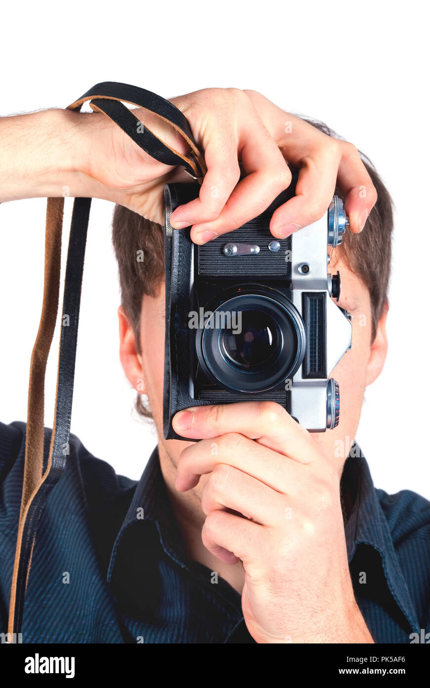 man looking at you through the camera Stock Photo - Alamy