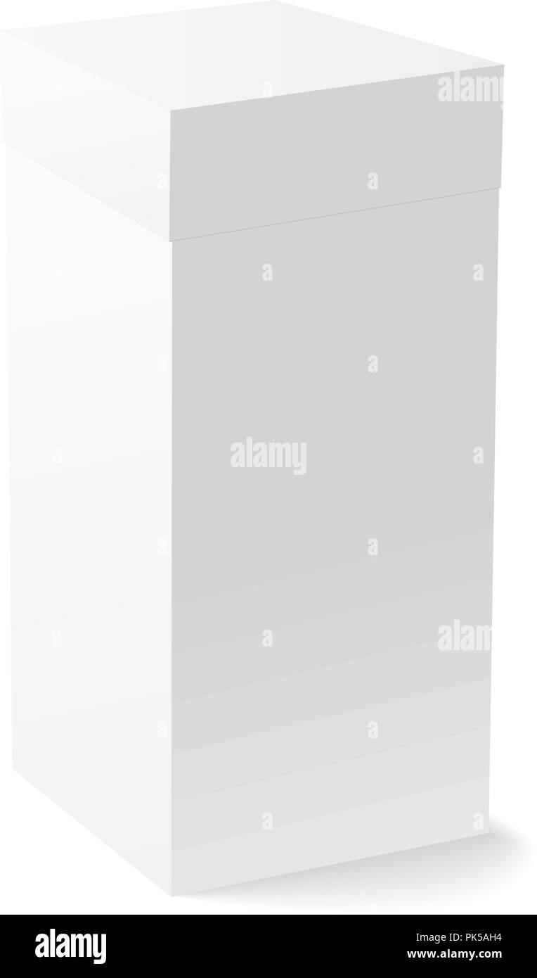 Close high rectangular white box with shadow on white background Stock ...
