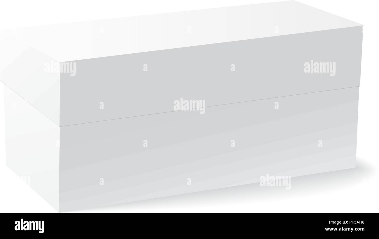 Close rectangular white box with shadow on white background Stock ...