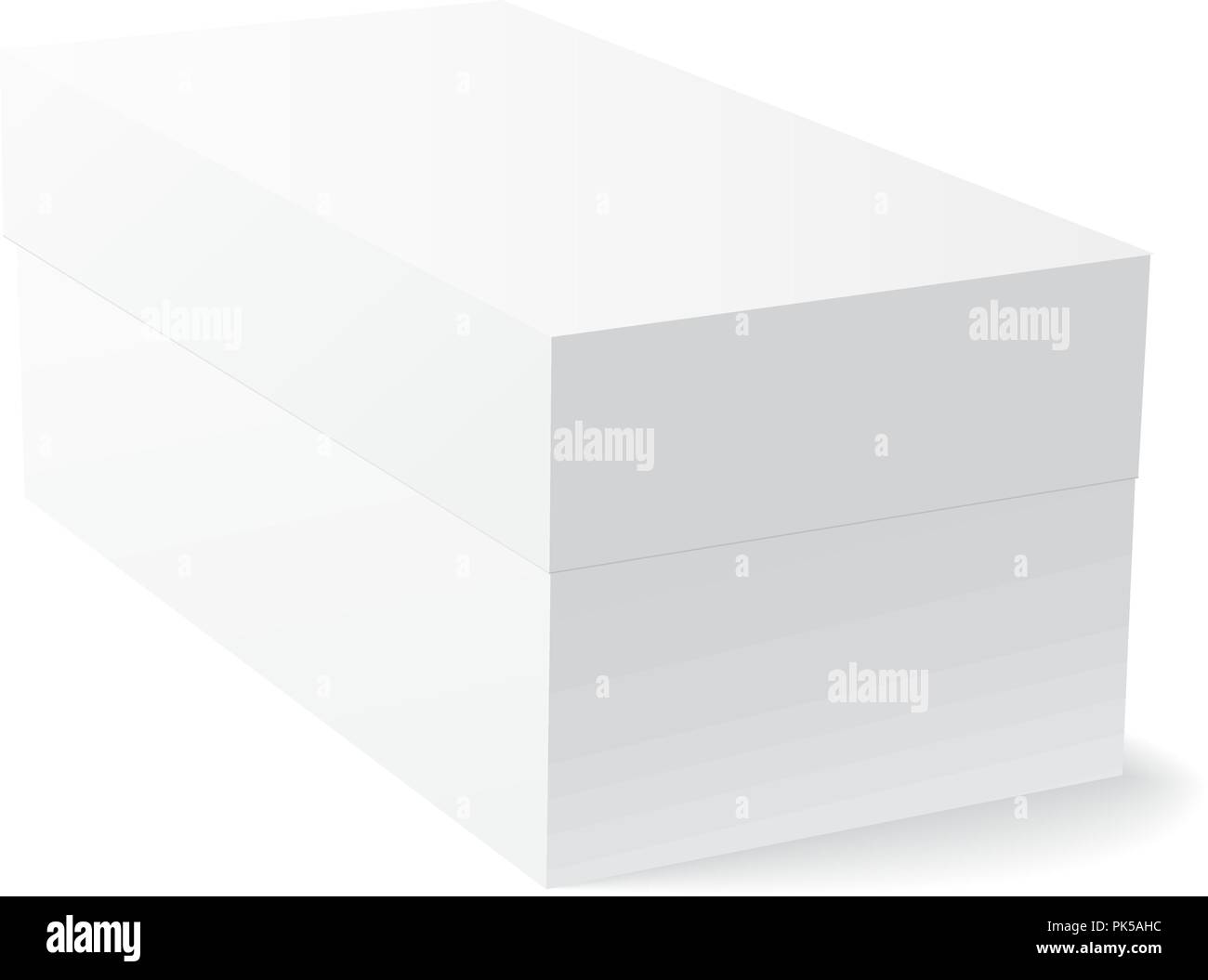 Close rectangular white box with shadow on white background Stock ...