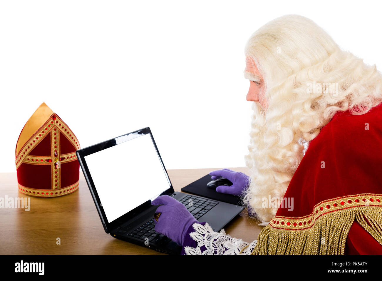 Sinterklaas with notebook. isolated on white background. Dutch ...